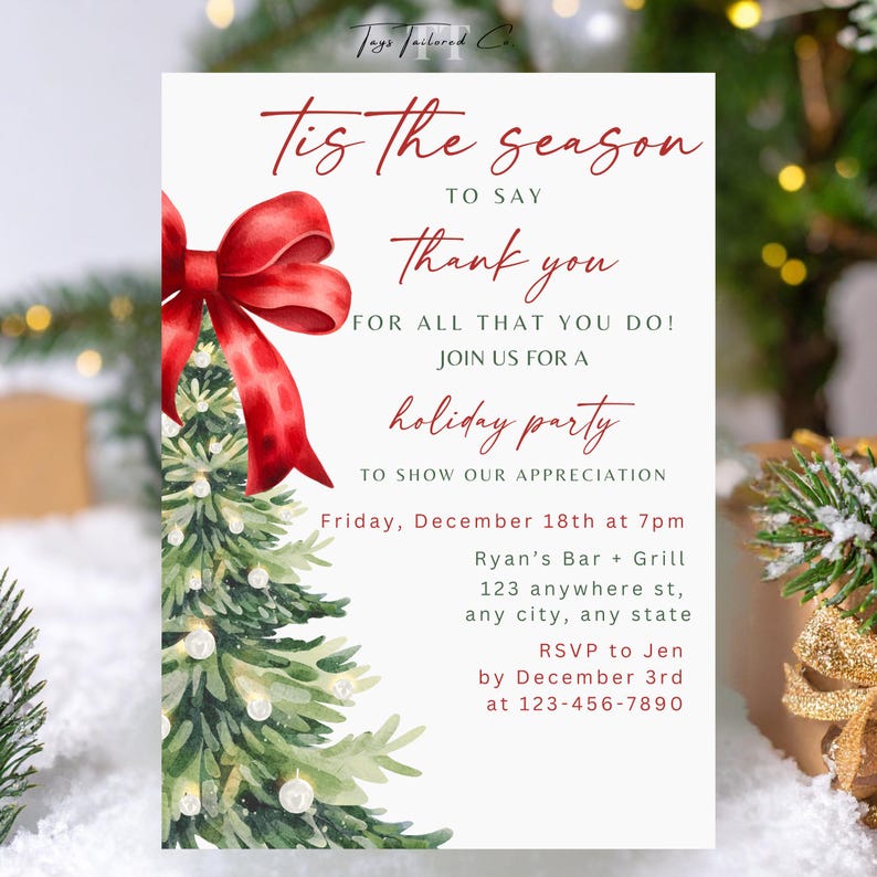 Company Holiday Party Invitation Template, Corporate Christmas Party ...