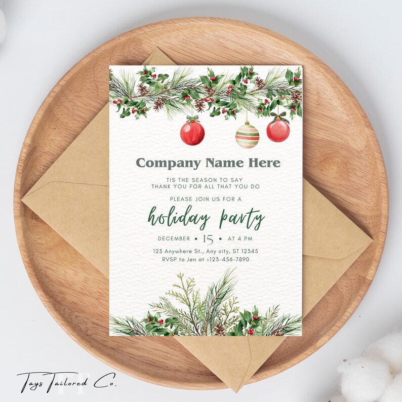 Work Holiday Party Invitation, Company Christmas Party, Editable Office ...