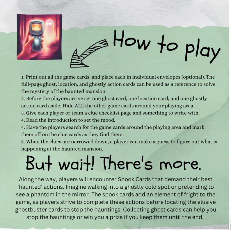 Printable Haunted Mansion Card Game, Ghost Catching Game, Mystery Card ...
