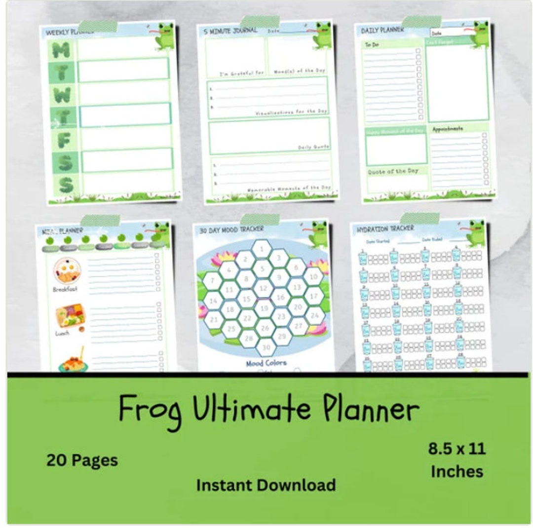 Ultimate Frog Daily Planner Printable, Colorful Daily Organizer, Work ...