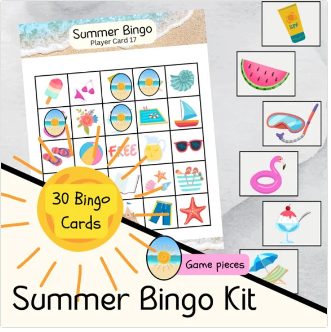 30 Unique Summer Bingo Cards Printable Fun for Family & Friends Easy ...