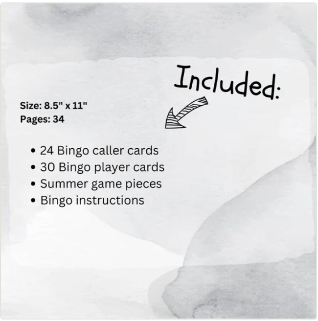 30 Unique Summer Bingo Cards Printable Fun for Family & Friends Easy ...