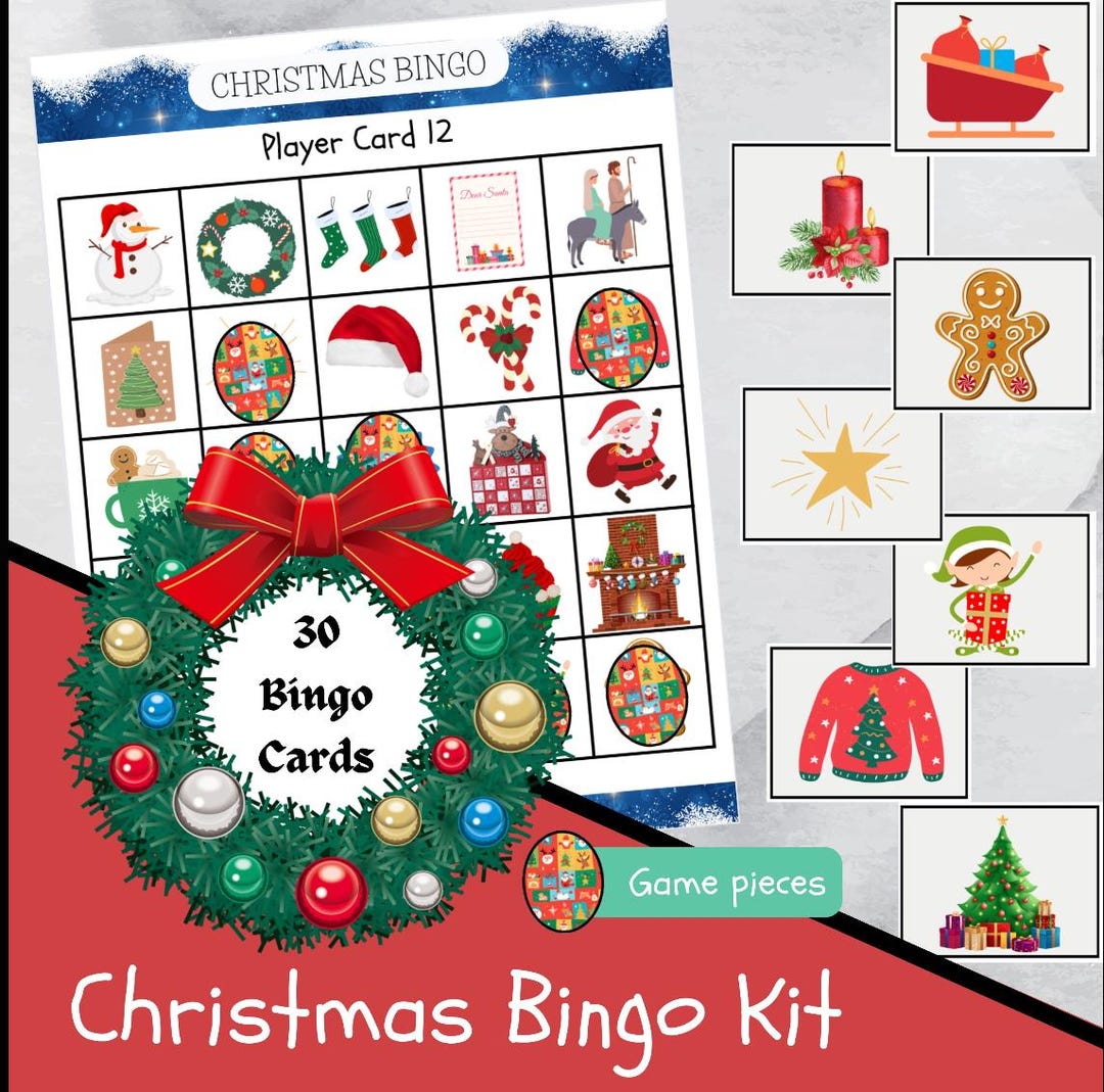 30 Unique Chrismas Bingo Cards, Best Christmas Bingo Printable Game ...