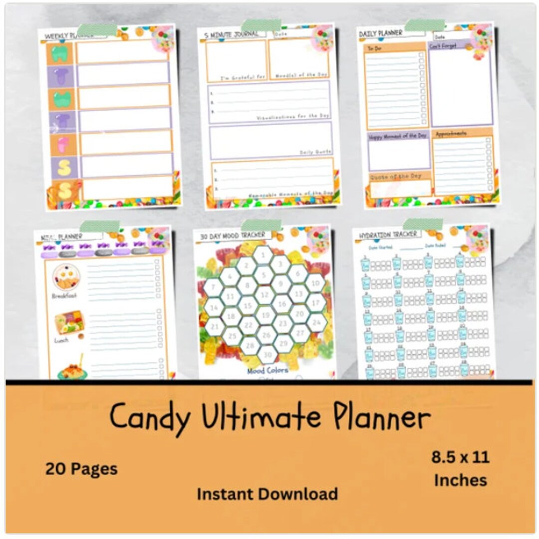 Ultimate Candy Daily Planner Printable, Colorful Daily Organizer, Work ...
