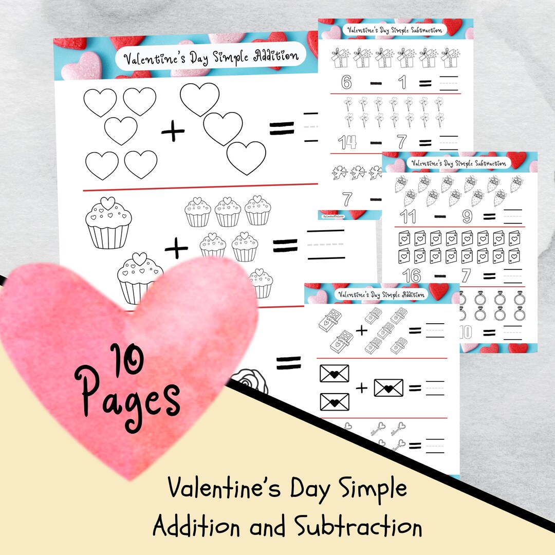 Valentine's Math Fun: Preschool & Kindergarten Addition Worksheets With ...