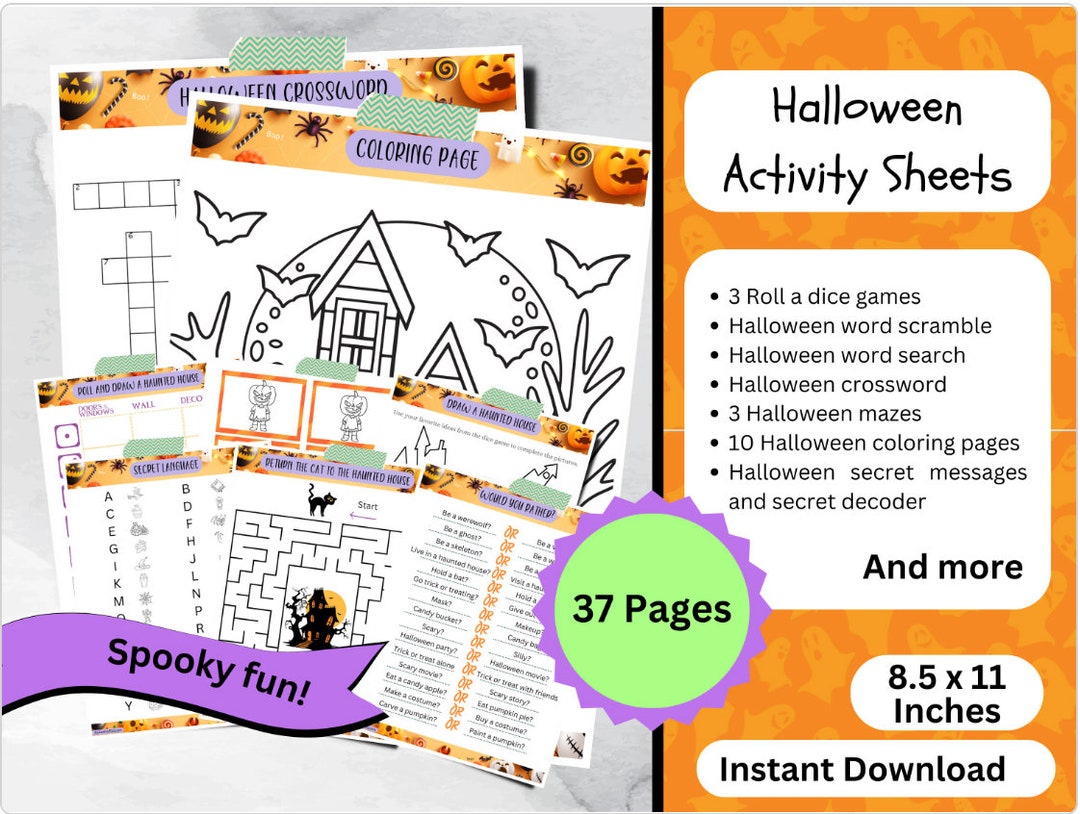 Printable Halloween Activity Sheets for Kids, Childrens Halloween ...