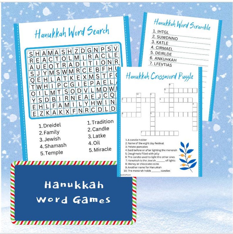 20 Printable Hanukkah Activities, Hanukkah Dinner Games, Activities for ...
