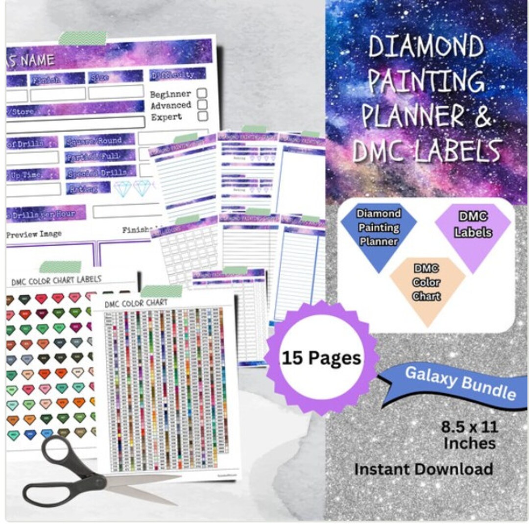 GALAXY BUNDLE Printable Diamond Painting Planner, Paint With Diamonds ...