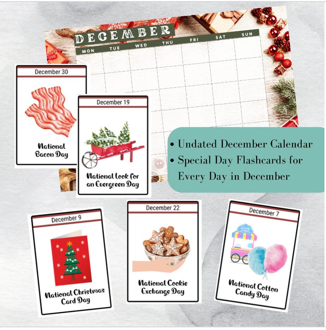 December National Days Flashcards and FREE Undated December Printable ...