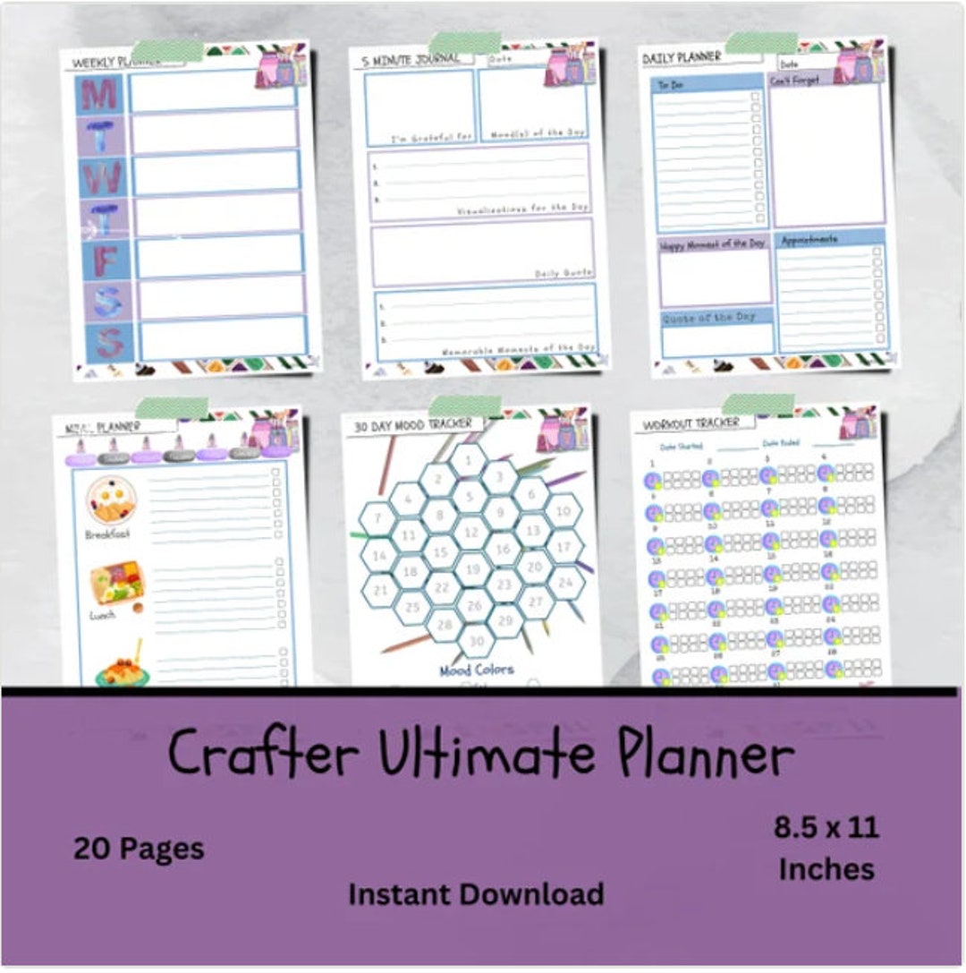 Ultimate Crafter Daily Planner Printable, Colorful Daily Organizer ...