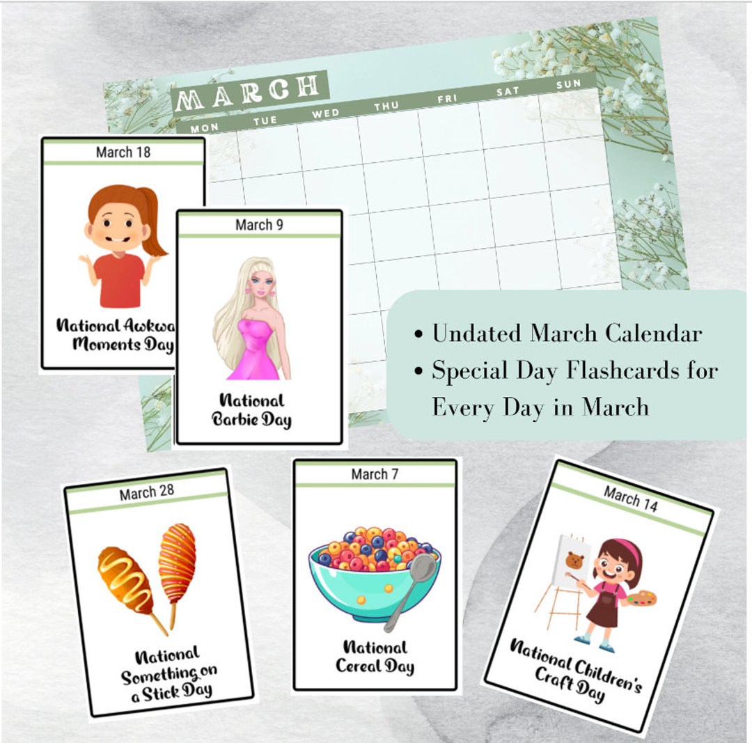 March National Days Flashcards and FREE Undated March Printable ...