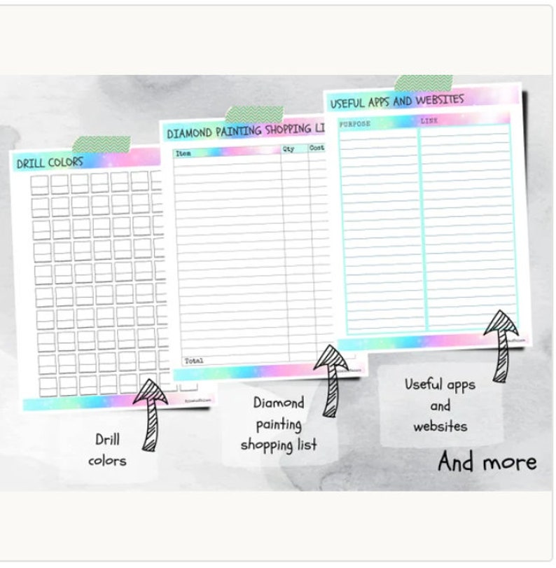 RAINBOW BUNDLE Printable Diamond Painting Planner, Paint With Diamonds ...