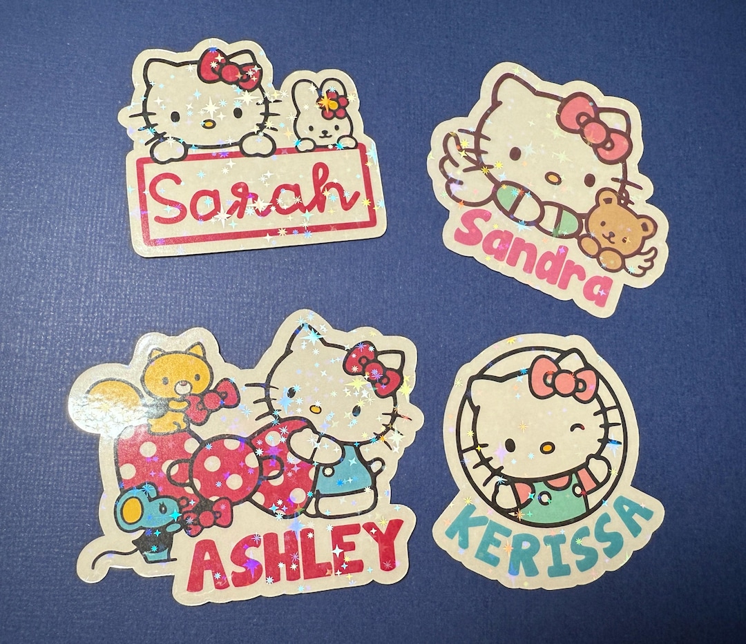 Personalized Name Hello Kitty and Friend Themed Stickers. WATERPROOF ...