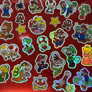 Holographic Super Mario and Friends WATERPROOF Vinyl Stickers. This is ...