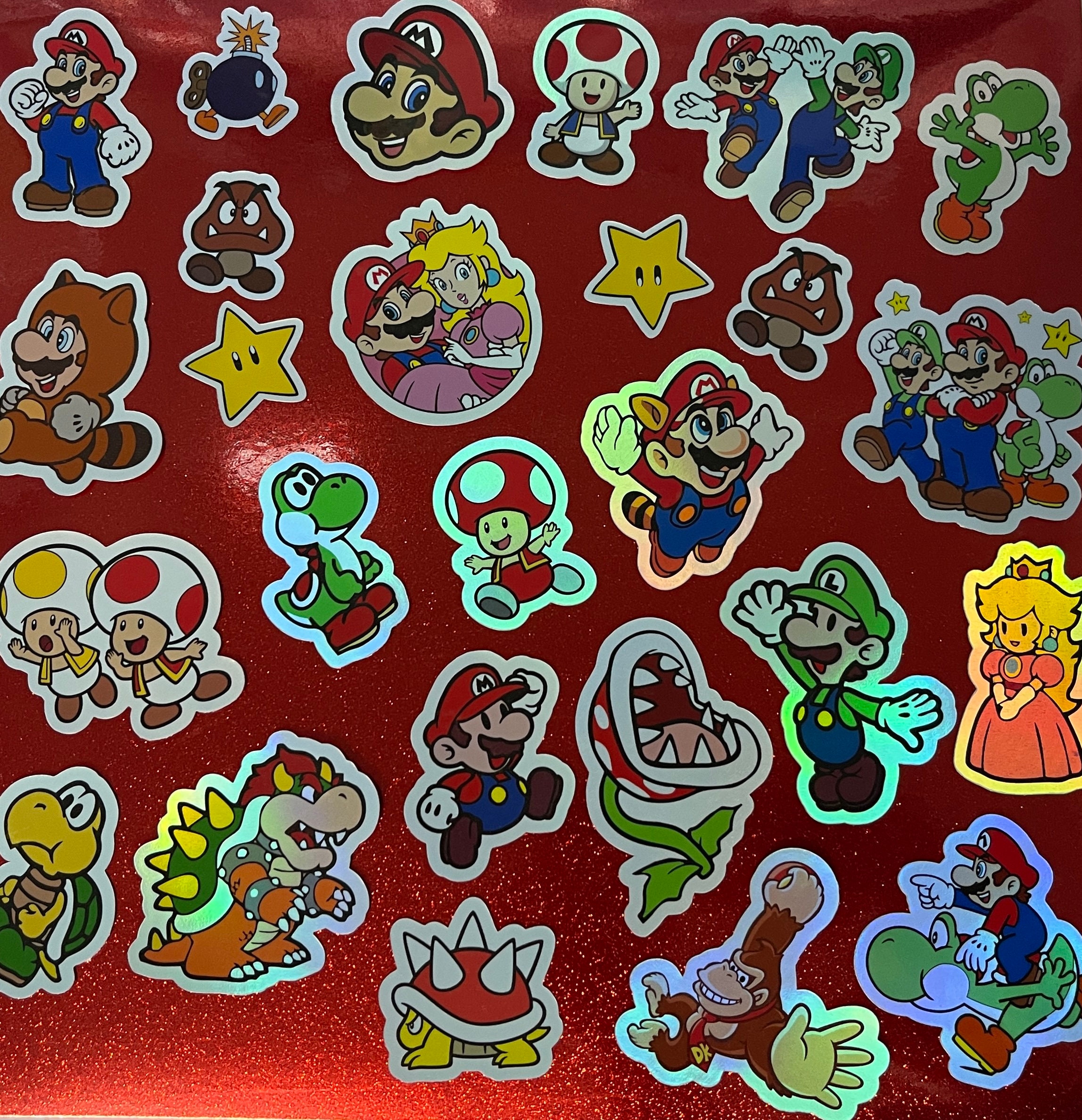 Holographic Super Mario and Friends WATERPROOF Vinyl Stickers. This is ...