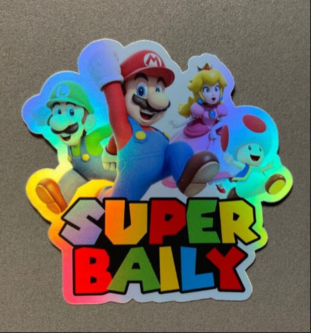Personalized Name Super Mario Themed WATERPROOF Stickers. Great to Use ...