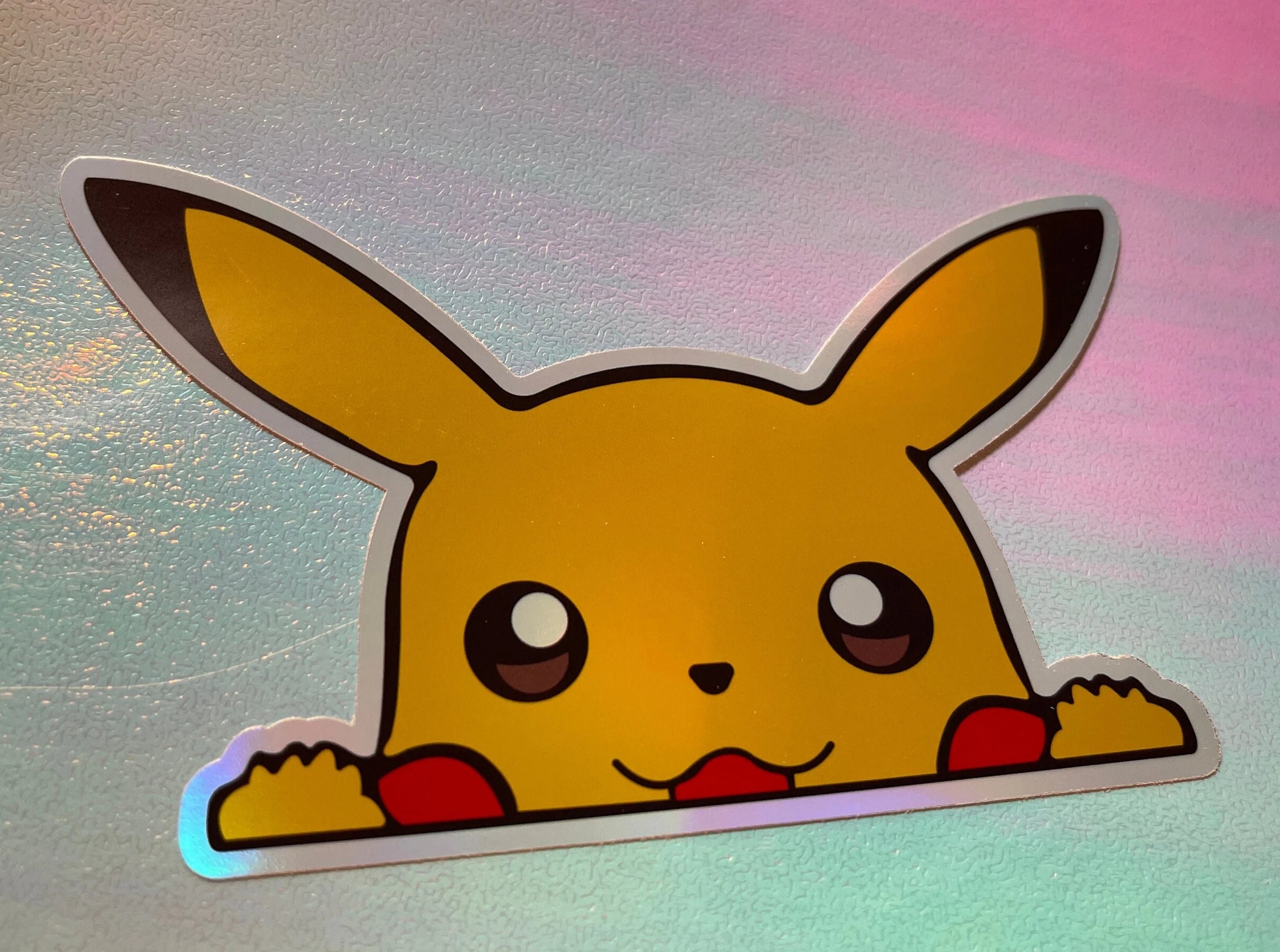 Pikachu Peeking Car Decal, Holographic Vinyl Stickers. Great Party Favors. Use Them to Decorate ...