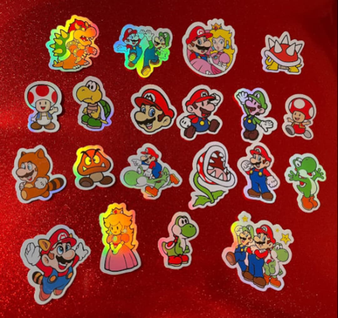 Holographic Super Mario and Friends WATERPROOF Vinyl Stickers. Great ...