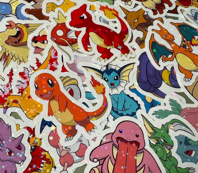Waterproof Pokemon Stickers, Party Favor Decals - Etsy