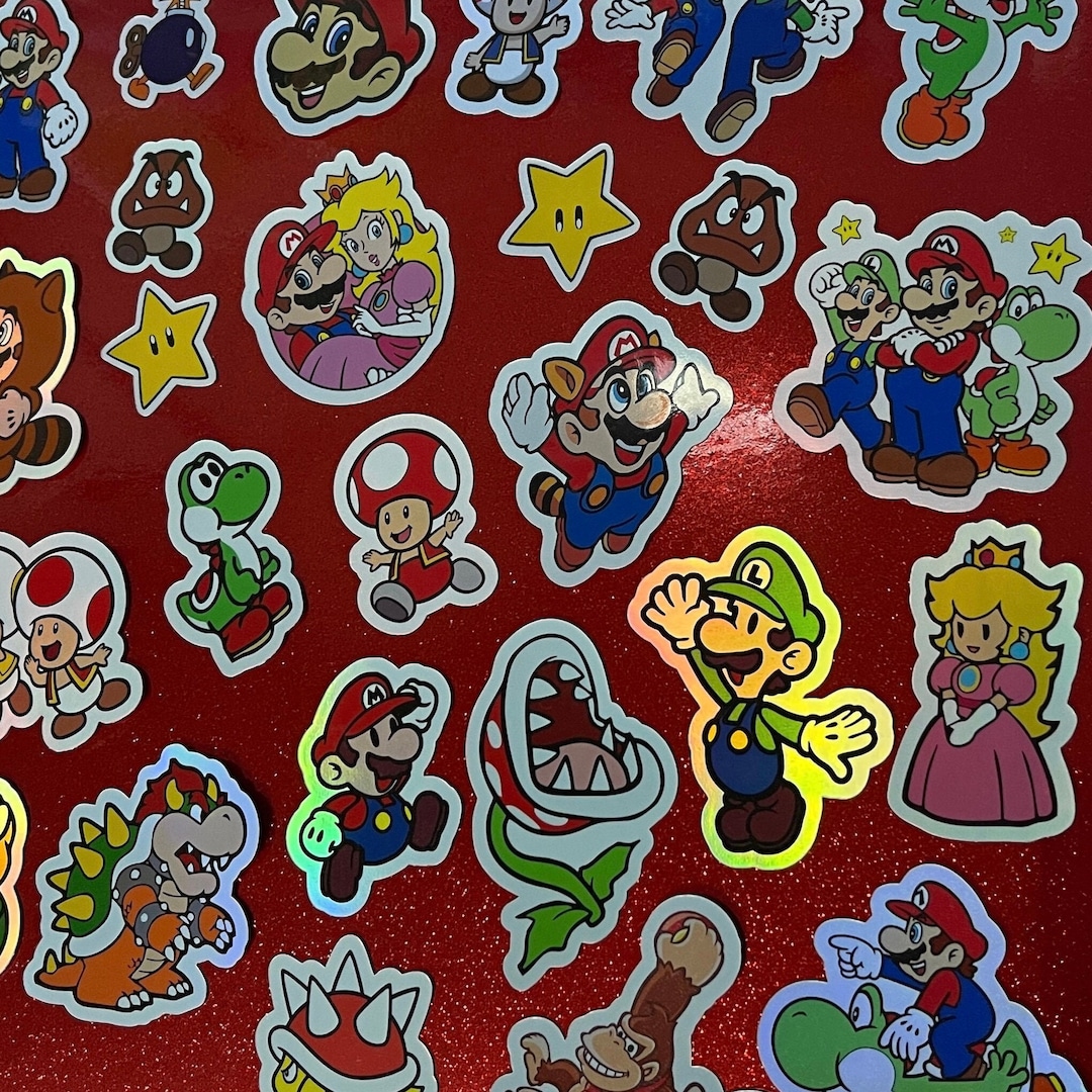 Holographic Super Mario and Friends WATERPROOF Vinyl Stickers. This is ...