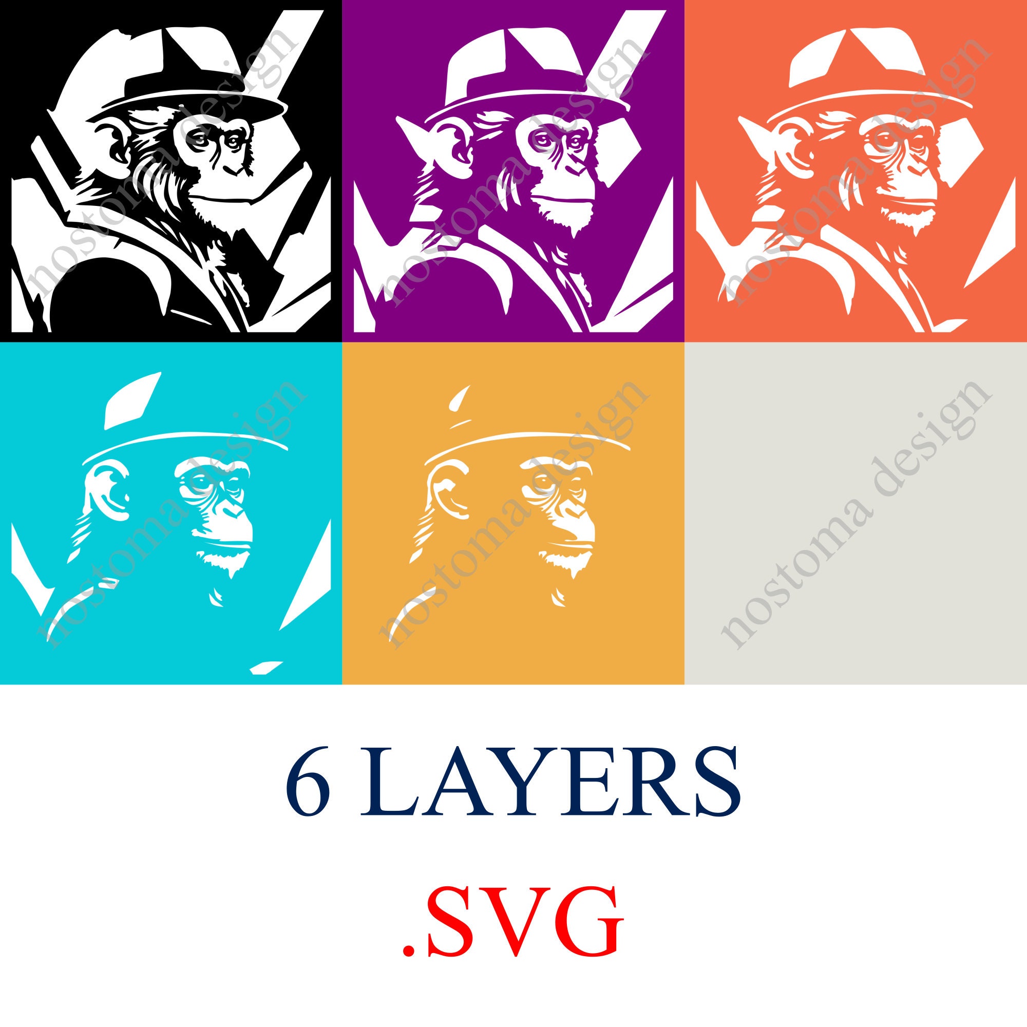 Lasercut Multilayer Monkey Cardstock Svg Abstract Animal Layered ...