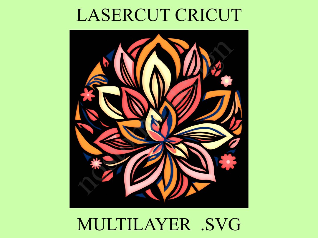 Multilayer Cardstock Svg, Flower Shadow Box 3d Svg Laser Cut File, Wall ...
