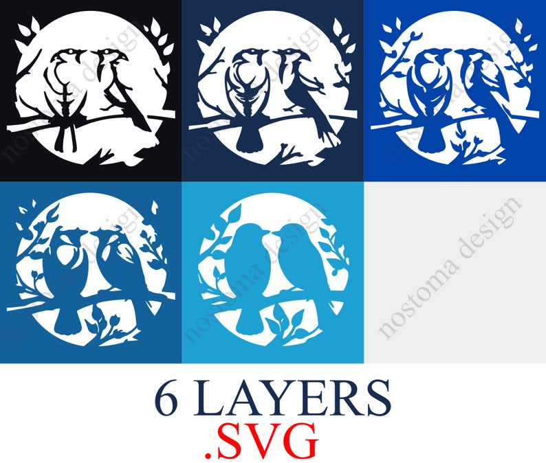 Lasercut Birds Svg Multilayer Animal Layer Cardstock Digital File ...