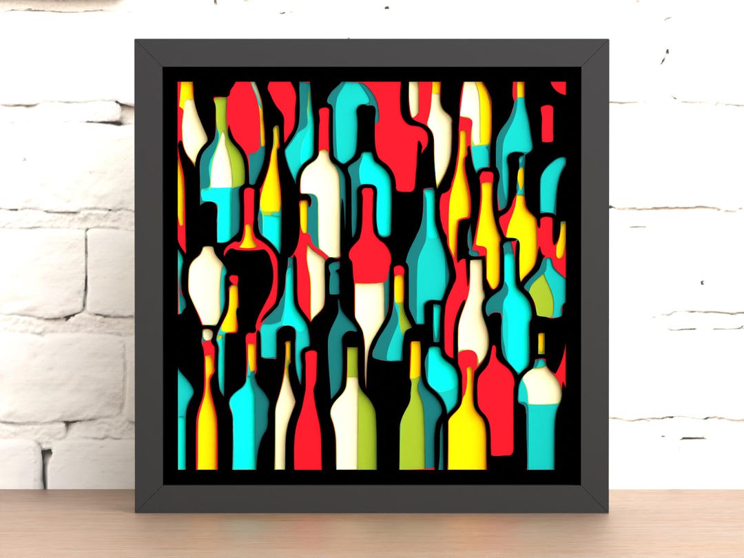 Wine Bottles Shadow Box SVG: Layered Laser Cut File (digital Download ...