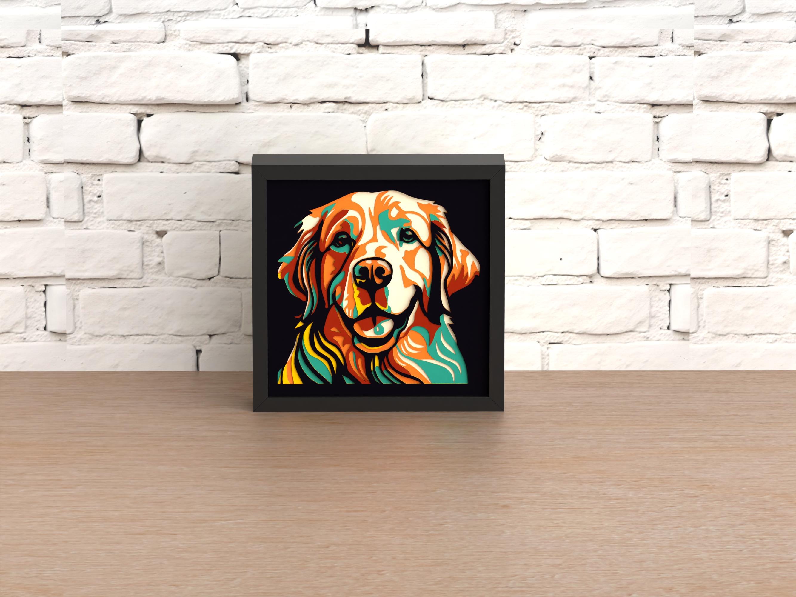 Golden Retriever Shadow Box SVG: Layered Pet Portrait (digital Download ...