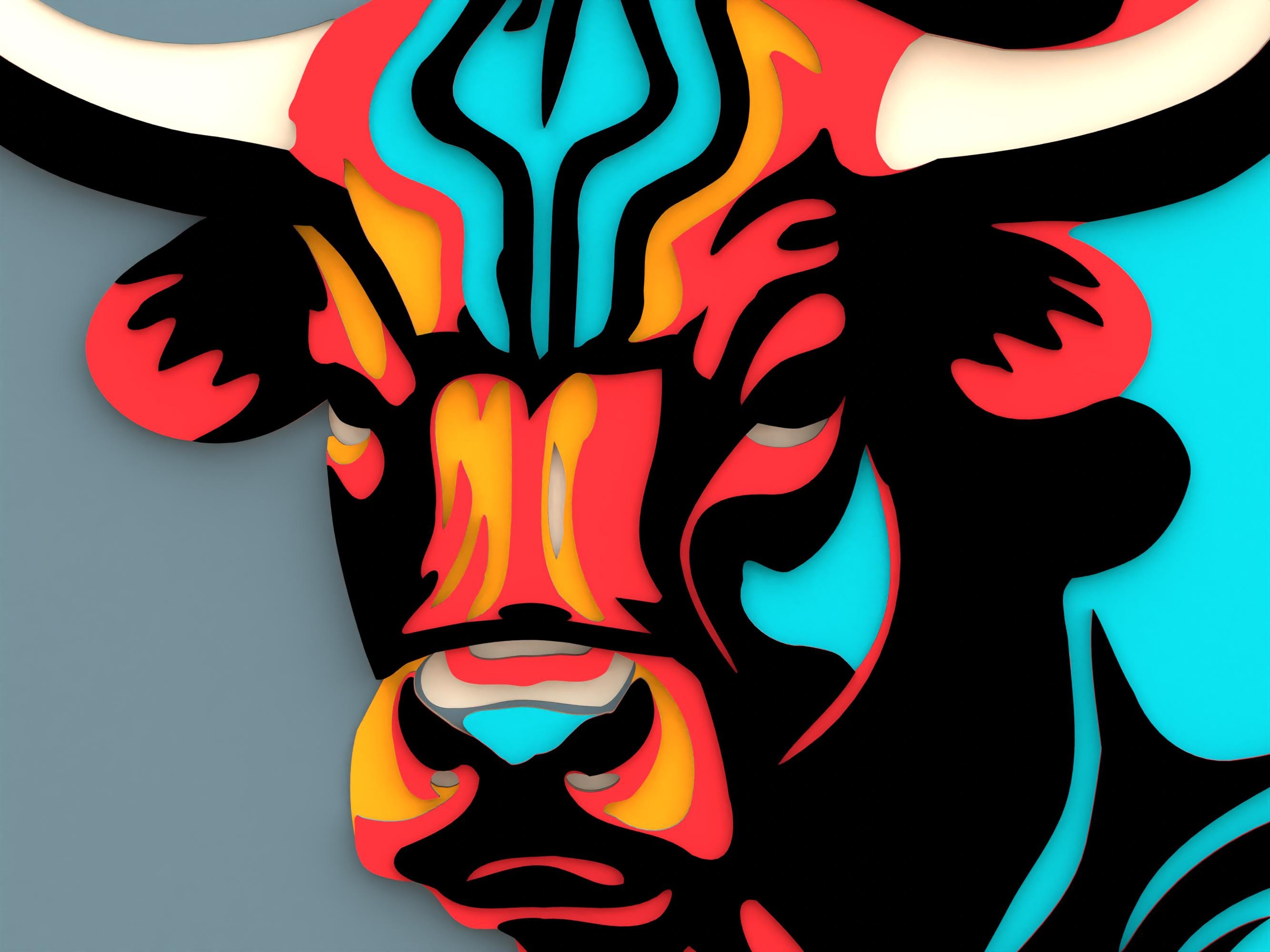 Layered Bull Shadow Box SVG DXF File: Laser Cut DIY Decor (digital ...