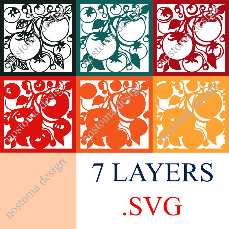 Lasercut Multilayer Tomato Cardstock Svg Abstract Vegetable Layered ...