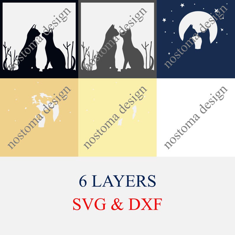 Cat Valentines Shadow Box SVG DXF: Laser Cut File - Etsy
