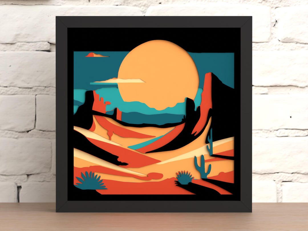 Desert Shadow Box SVG: 3D Layered Laser Cut File (digital Download) - Etsy