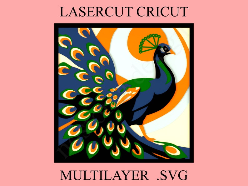 Layered Peacock Cardstock 3d Svg File Laser Cut Cricut Silhouette ...