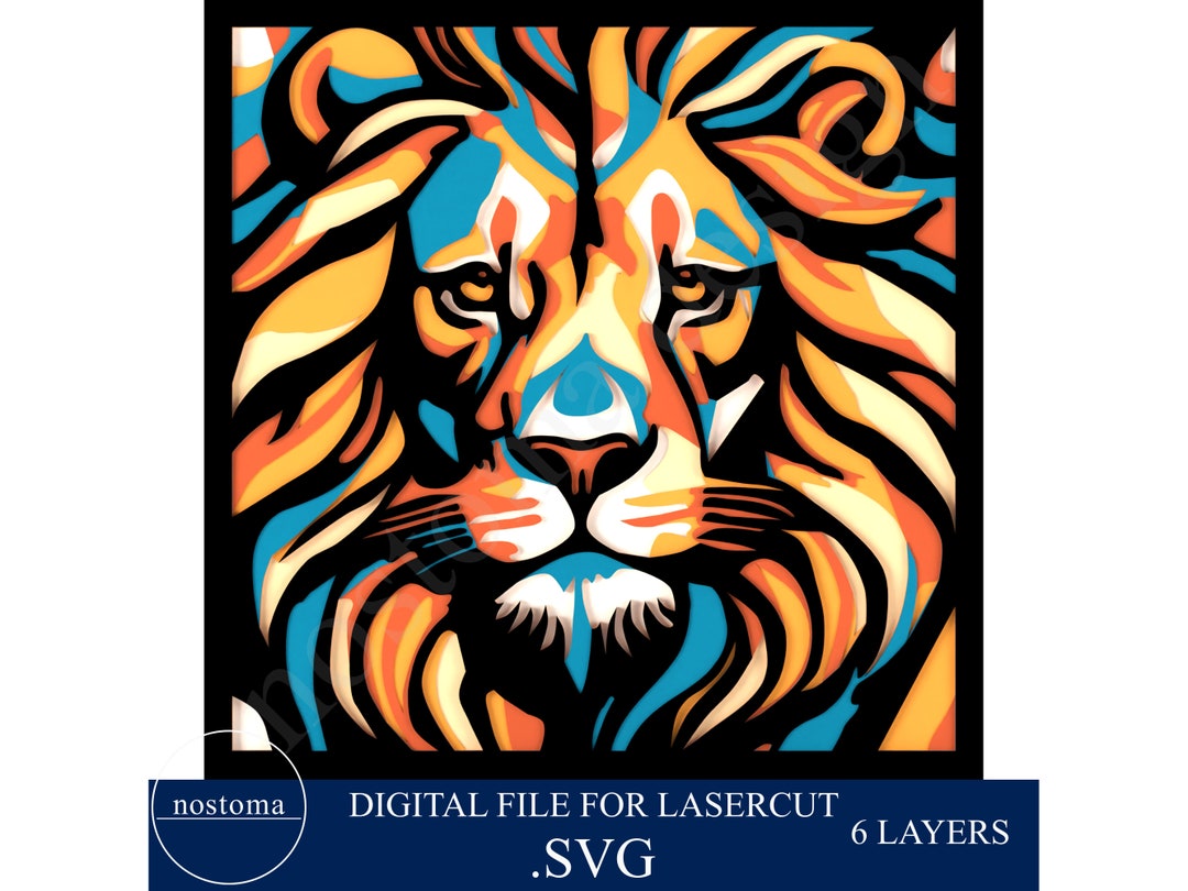 Multilayer Lion Cardstock Svg File Abstract Animal Layered Lasercut ...
