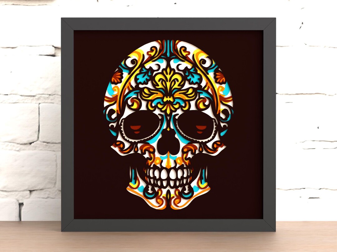 3d Layered Svg Laser Cut File, Skull Shadow Box Art SVG DXF Digital ...