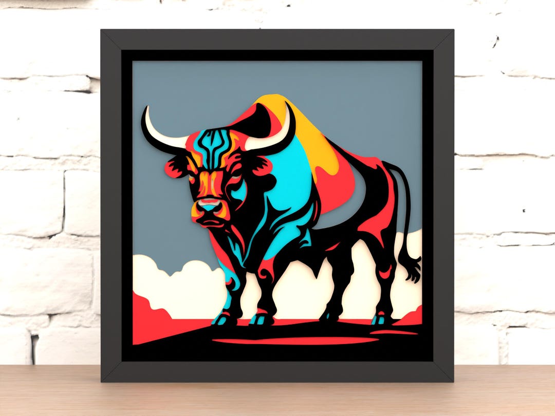 Layered Bull Shadow Box SVG DXF File: Laser Cut DIY Decor (digital ...