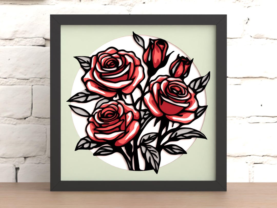 Laser Cut Shadow Box Flower Svg, Vintage Rose Layered 3D Svg DXF ...