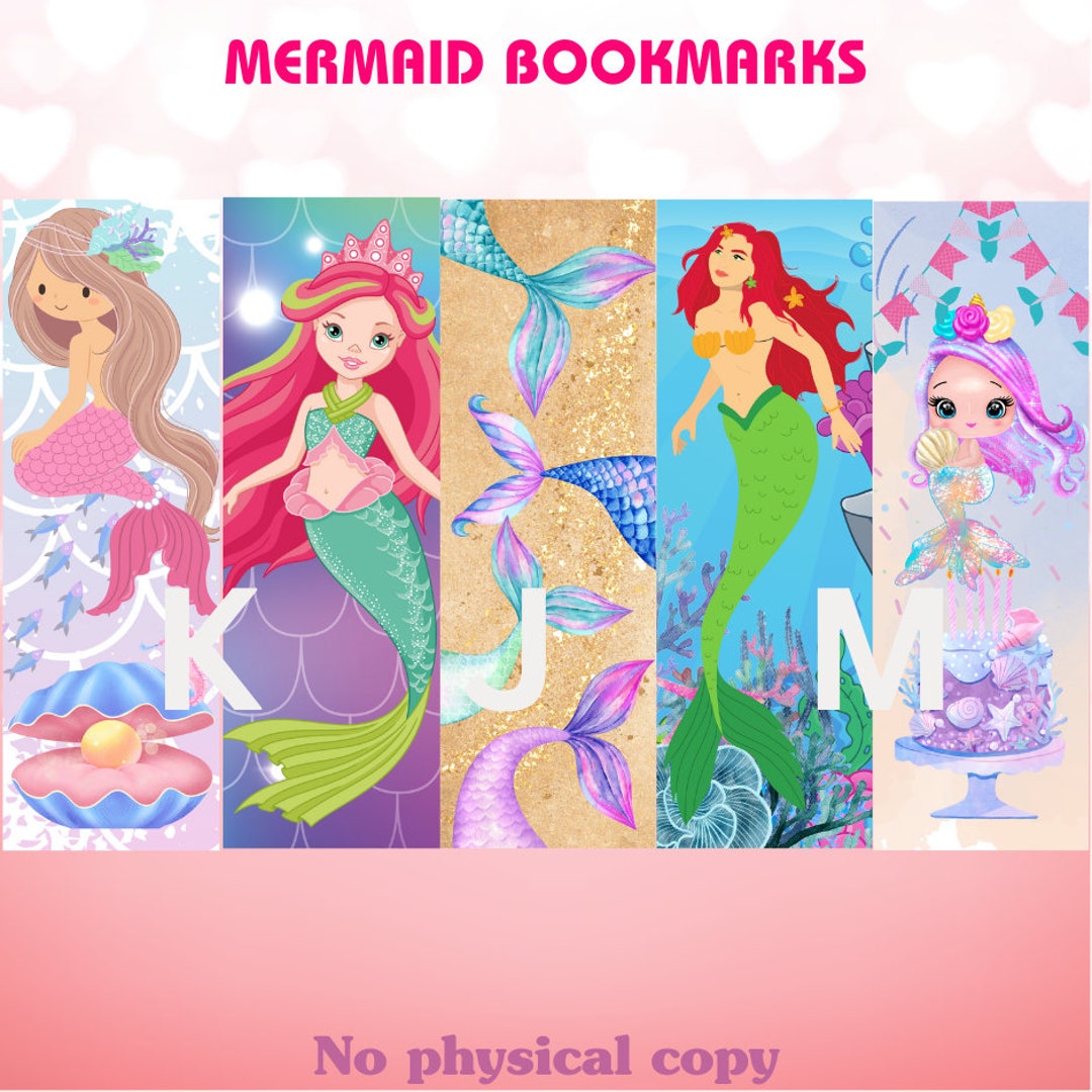 Mermaid Printable Bookmarks Mermaid Art Cute Bookmark Cottagecore Book ...