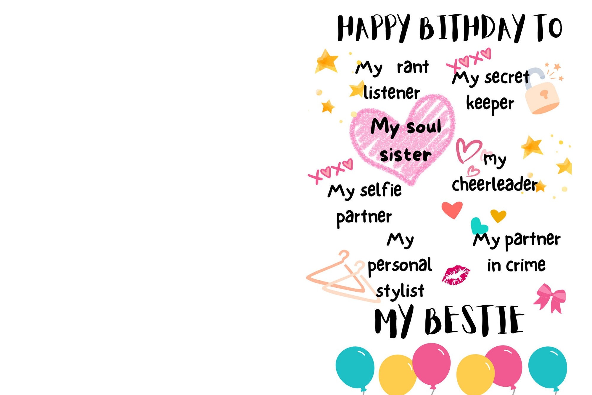 Bestie Birthday Card Best Friend Birthday BFF Birthdaycards Girl ...