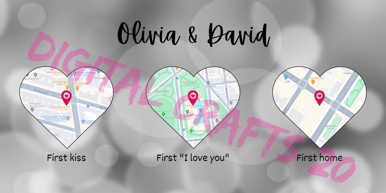 Personalized First Kiss Map Love Story Anniversary Gift First Date Map ...