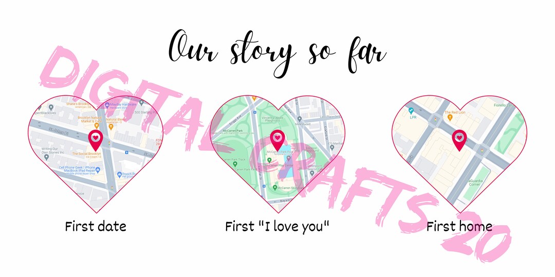 Personalized First Kiss Map Love Story Anniversary Gift First Date Map ...