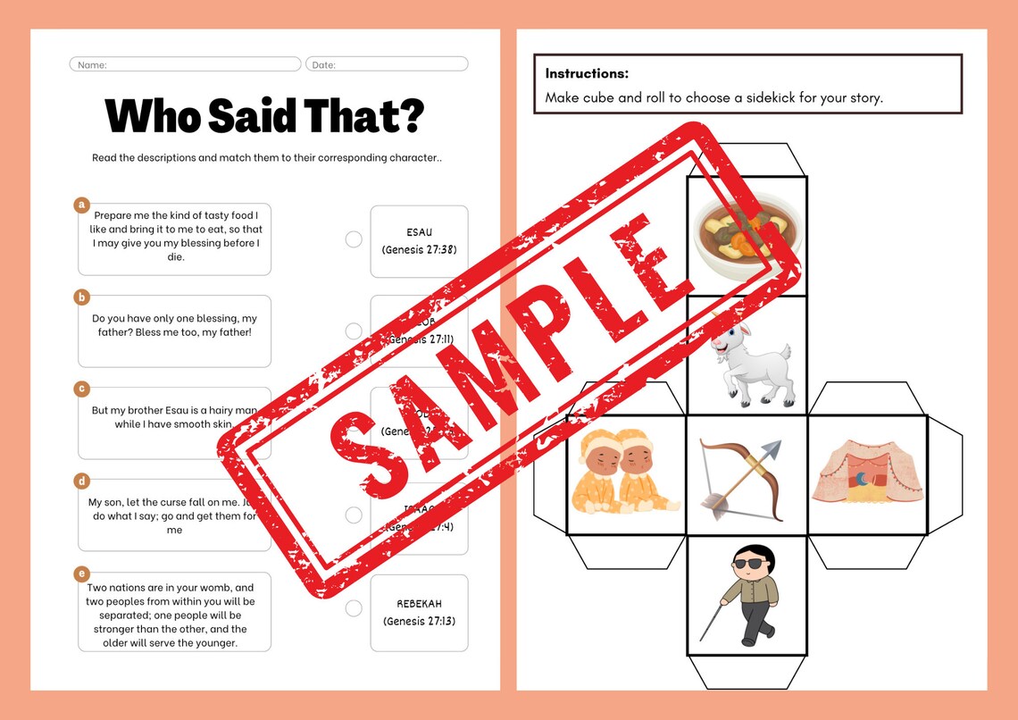 Jacob and Esau | Esau Sells His Birthright Worksheet | Sunday School ...