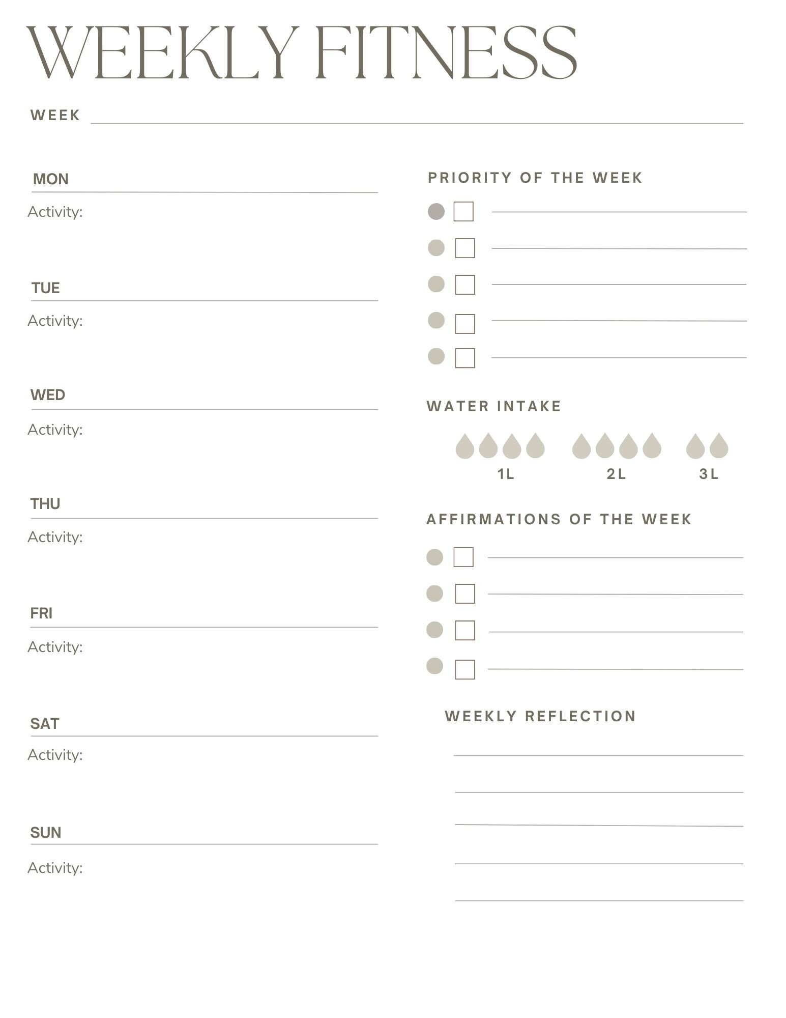 Printable Health & Wellness Tracker - Etsy