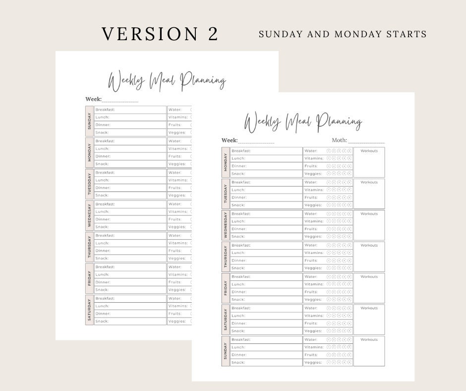 Weekly Meal Planner With Grocery List Printable Template, Food Planner ...