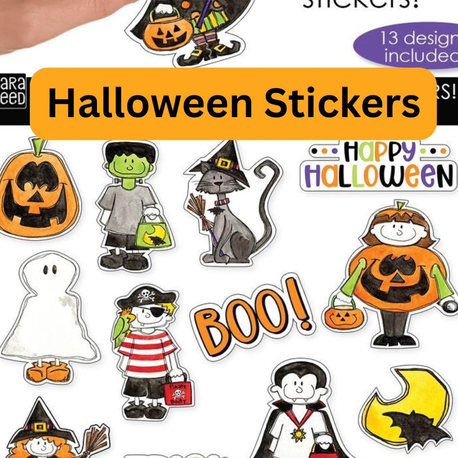 Halloween Sticker Pack | Cute Spooky Stickers | Ghost Pumpkin Witch Cat ...