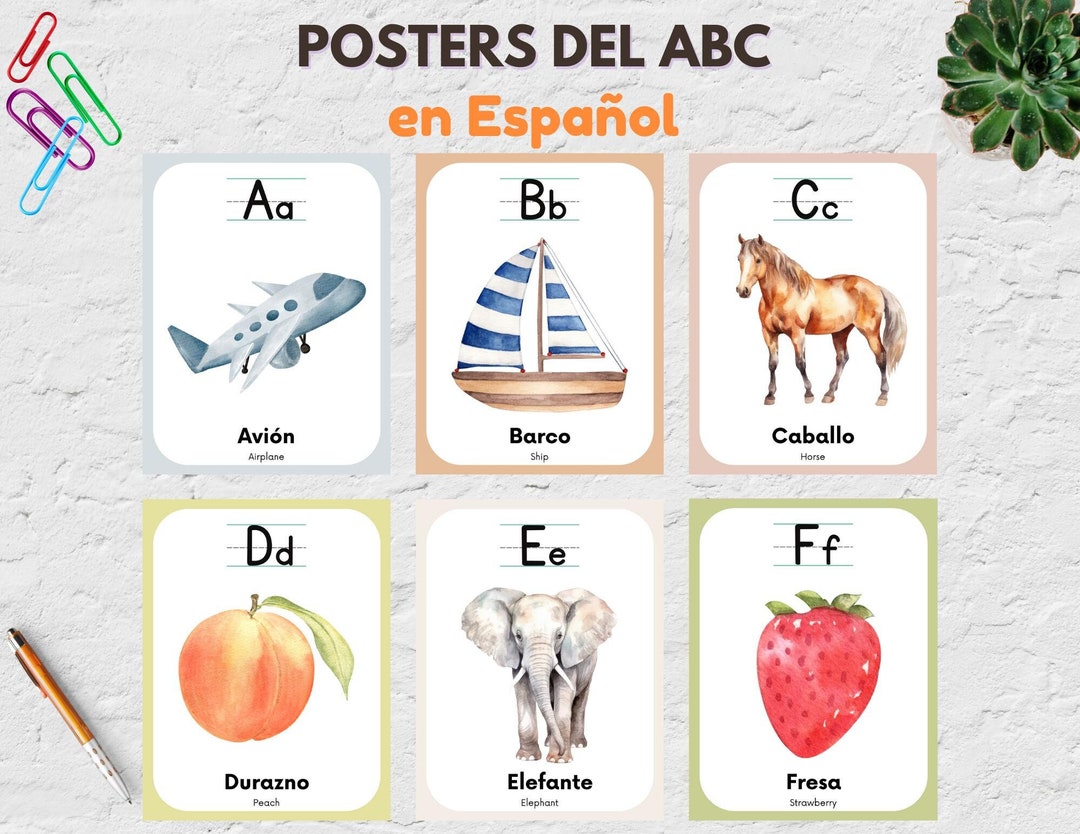 Spanish/english Alphabet Poster Classroom/ Homeschool 8.5x11 in Spanish ...