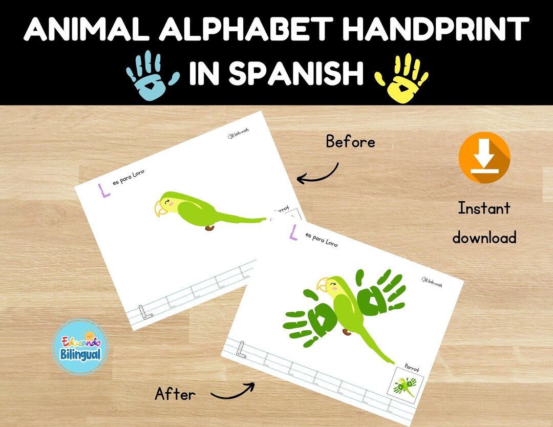Spanish Alphabet Animals| Handprint & Tracing| A-Z Alphabet Handprint ...
