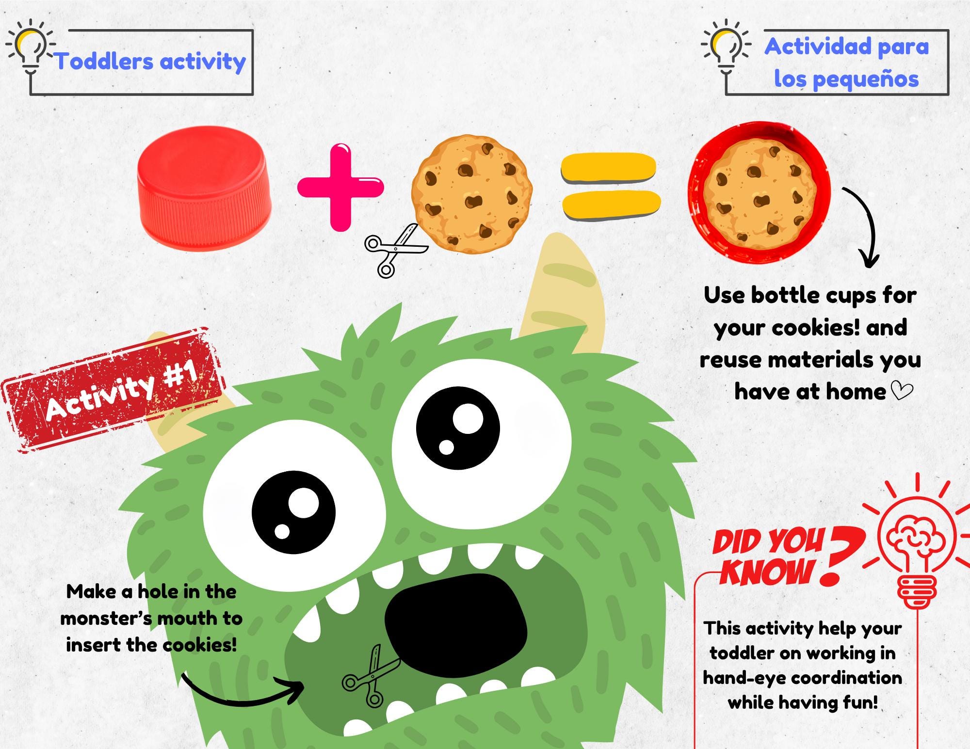 Feed the Monster Bilingual Printable | Counting and Fine Motor Skills ...