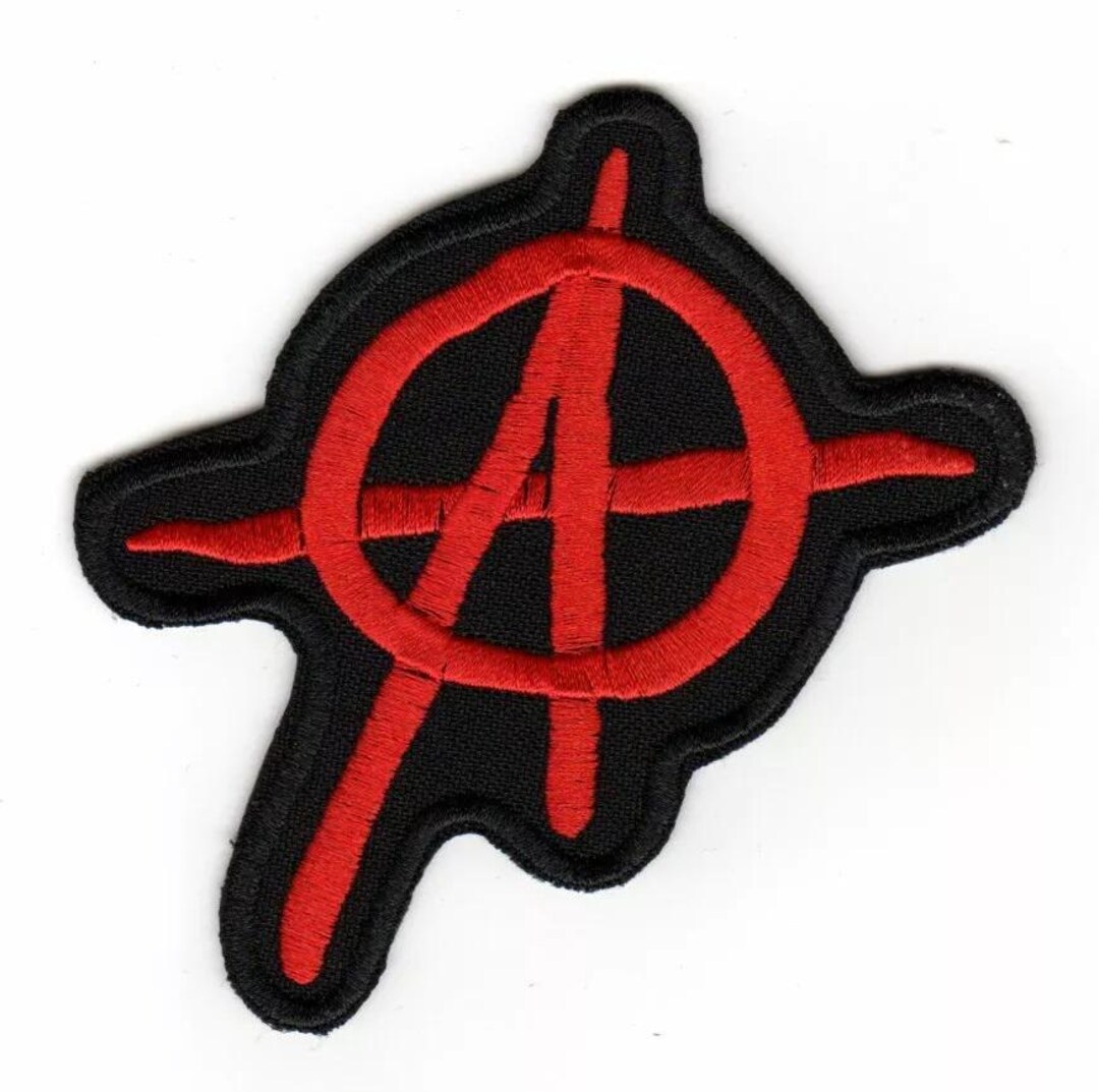Biker Motorcycle Patch - Anarchy Symbol Emblem - Red Color - Sew-on ...